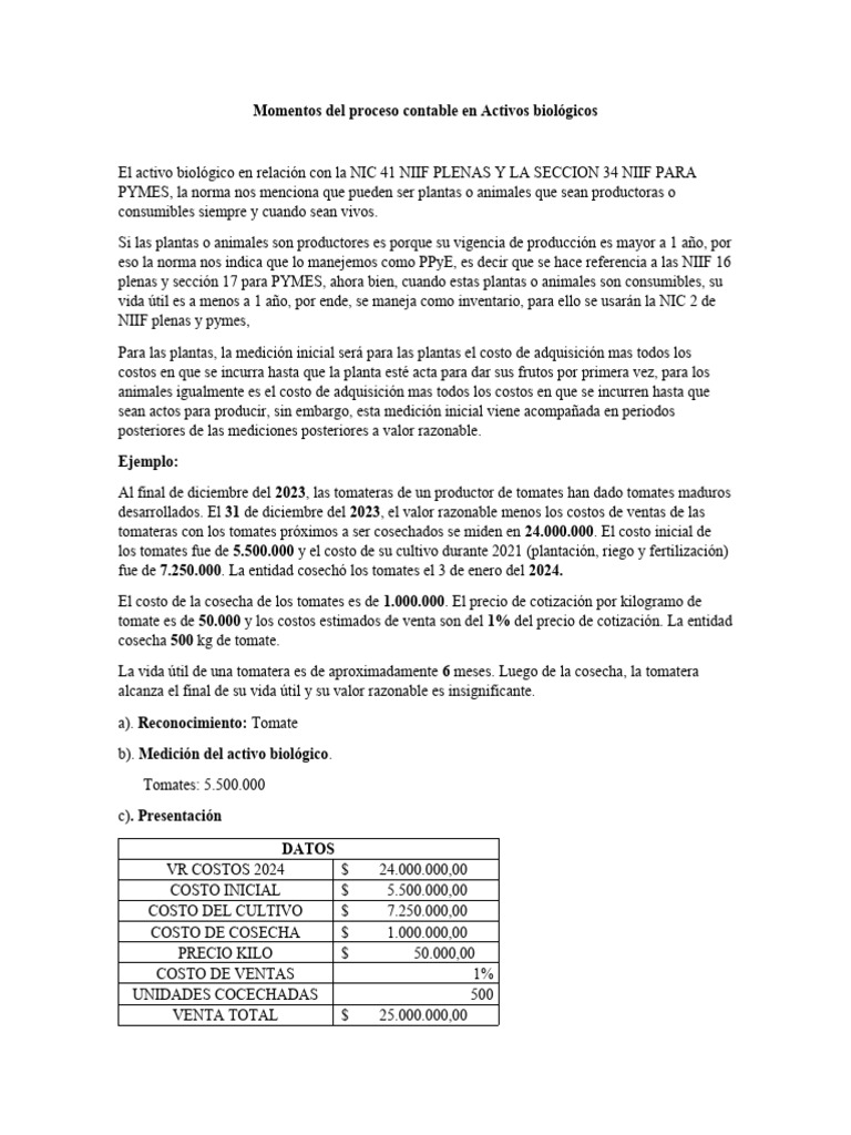 Contabilidad de Activos Biológicos según NIIF | PDF | Finanzas y dinero ...
