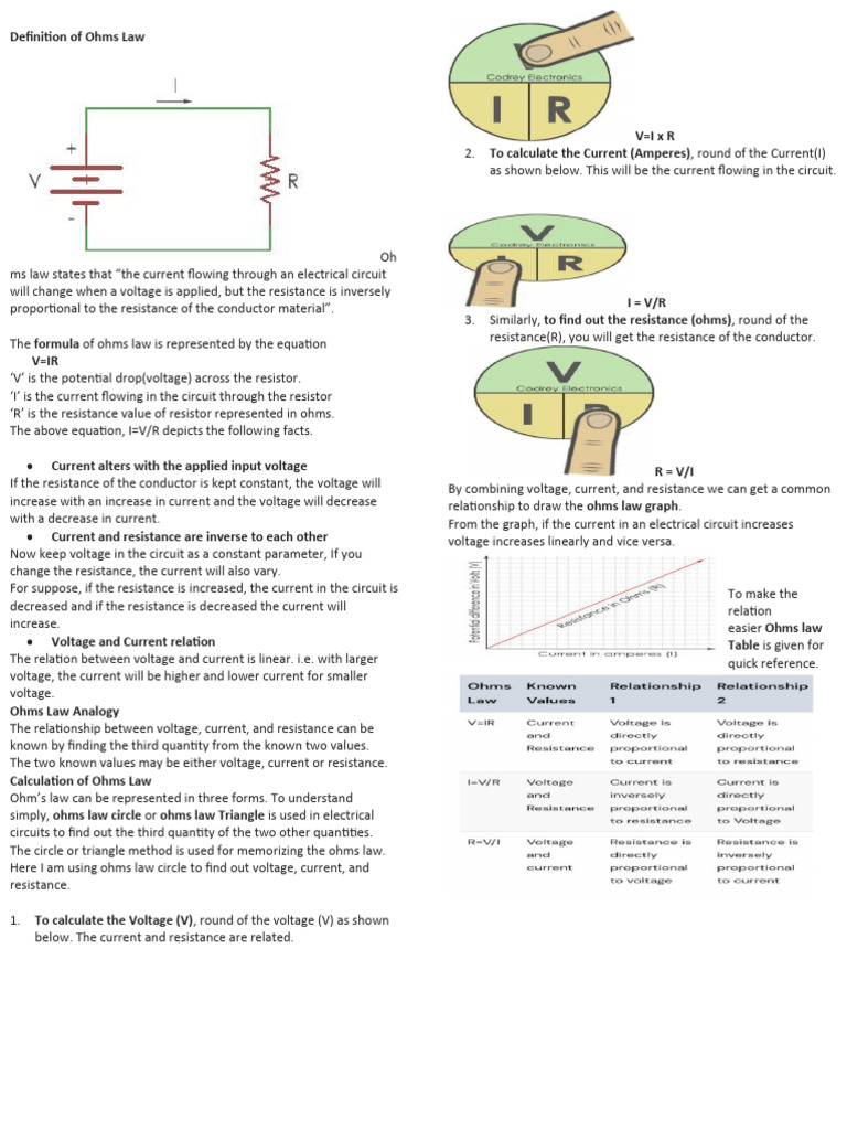 Ohm's Law | PDF | Electrical Resistance And Conductance | Voltage