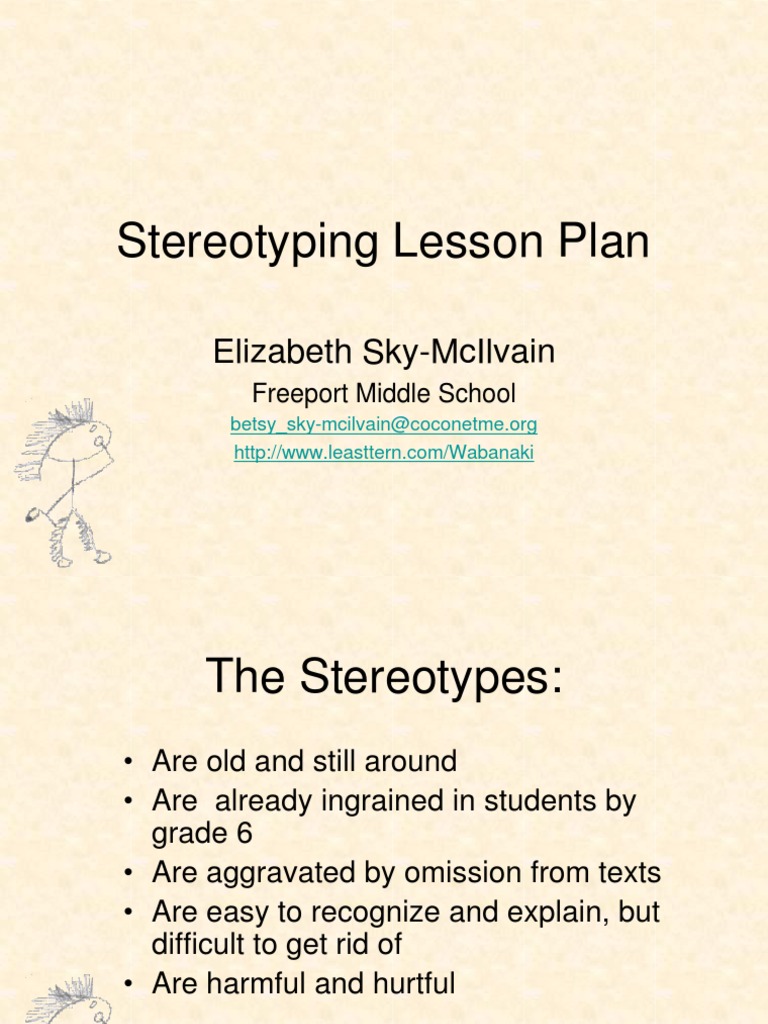Stereotyping Lesson Plan: Elizabeth Sky-Mcilvain | PDF
