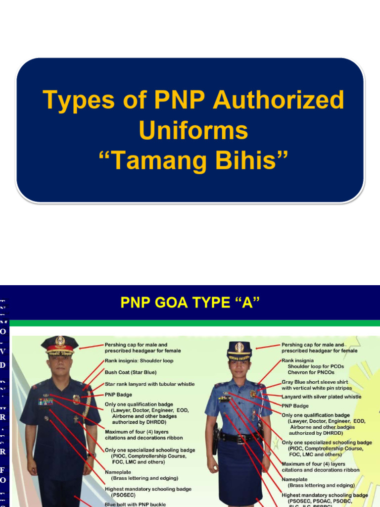 Types of PNP Authorized Uniforms Tamang Bihis | PDF
