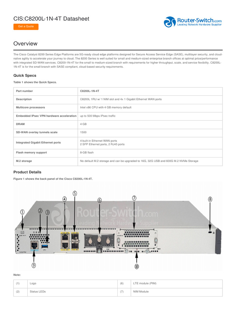 Cis - c8200l 1n 4t Datasheet | PDF | Electronics | Information And ...