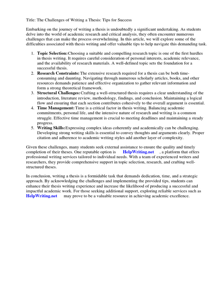 Writing Thesis Tips | PDF