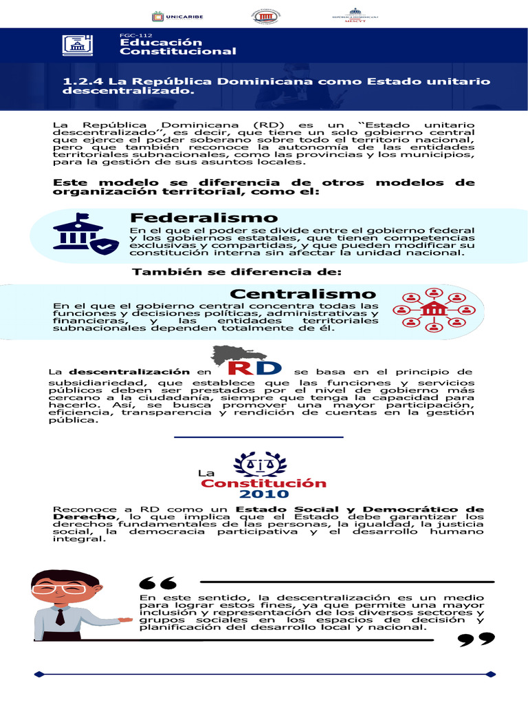 La República Dominicana Como Estado Unitario Descentralizado ...