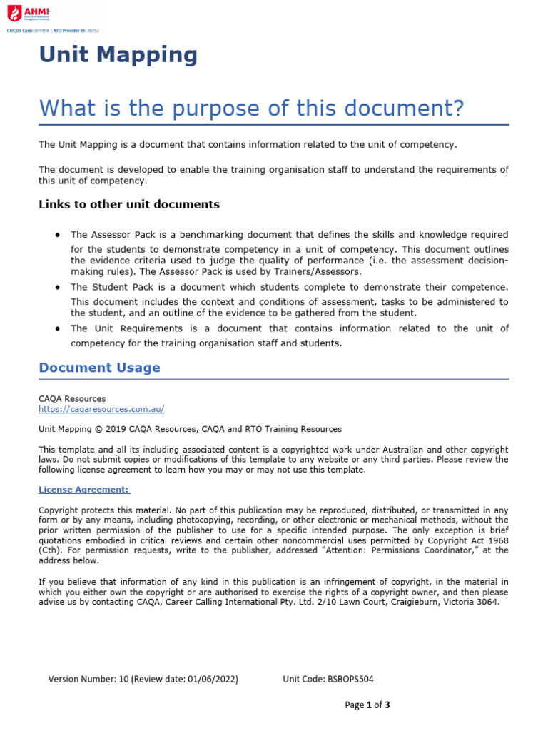 BSBOPS504 Unit Mapping V10 | PDF | Risk Management | Risk