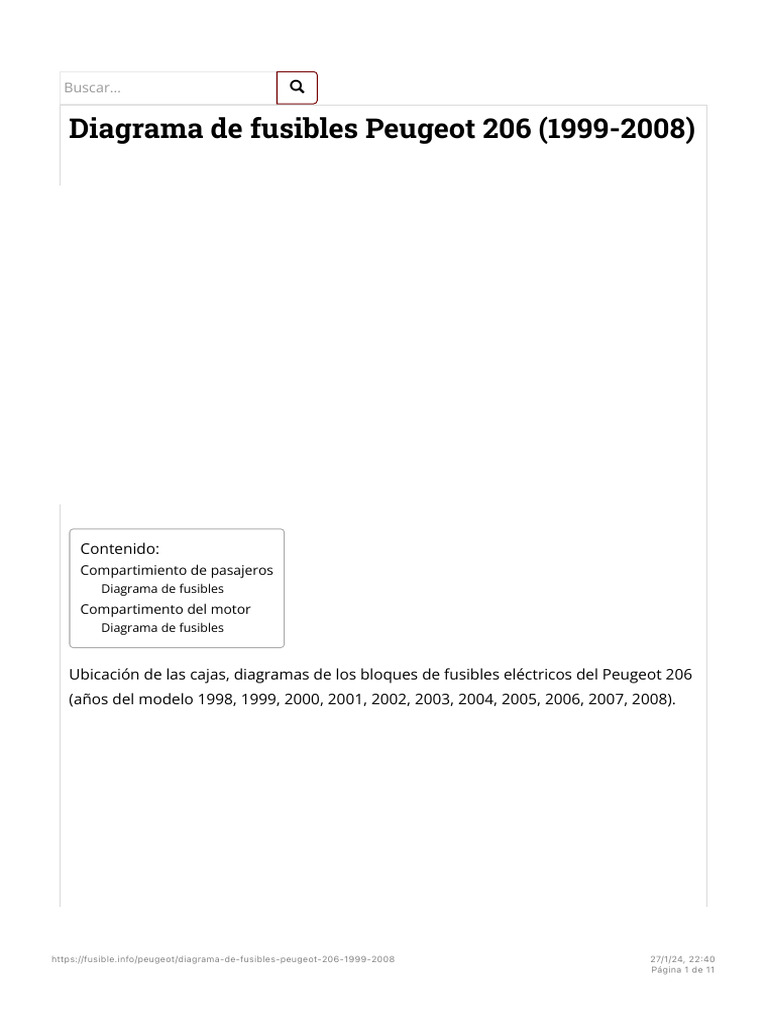 Diagrama de Fusibles Peugeot 206 | PDF