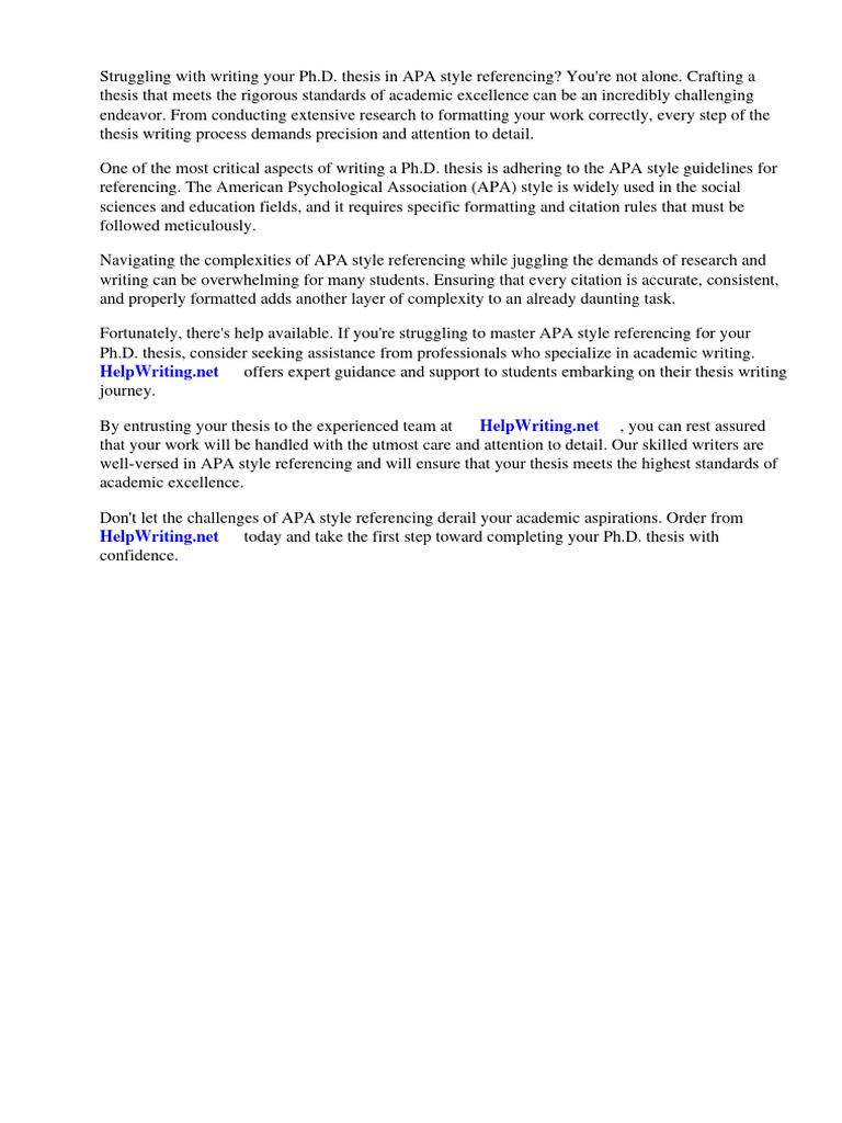 Apa Style Reference PHD Thesis | PDF | Apa Style | Thesis
