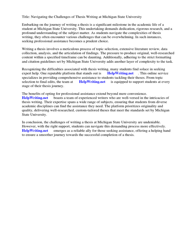 Thesis Michigan State University | PDF | Thesis | Essays