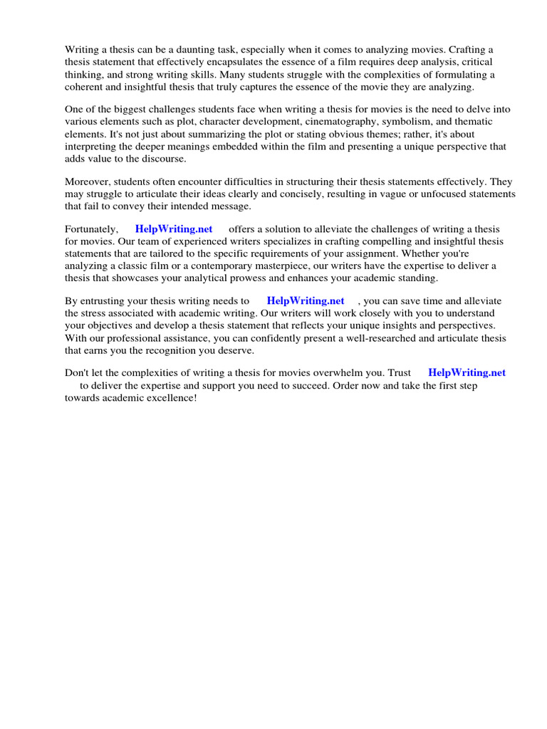 Thesis Examples For Movies | PDF