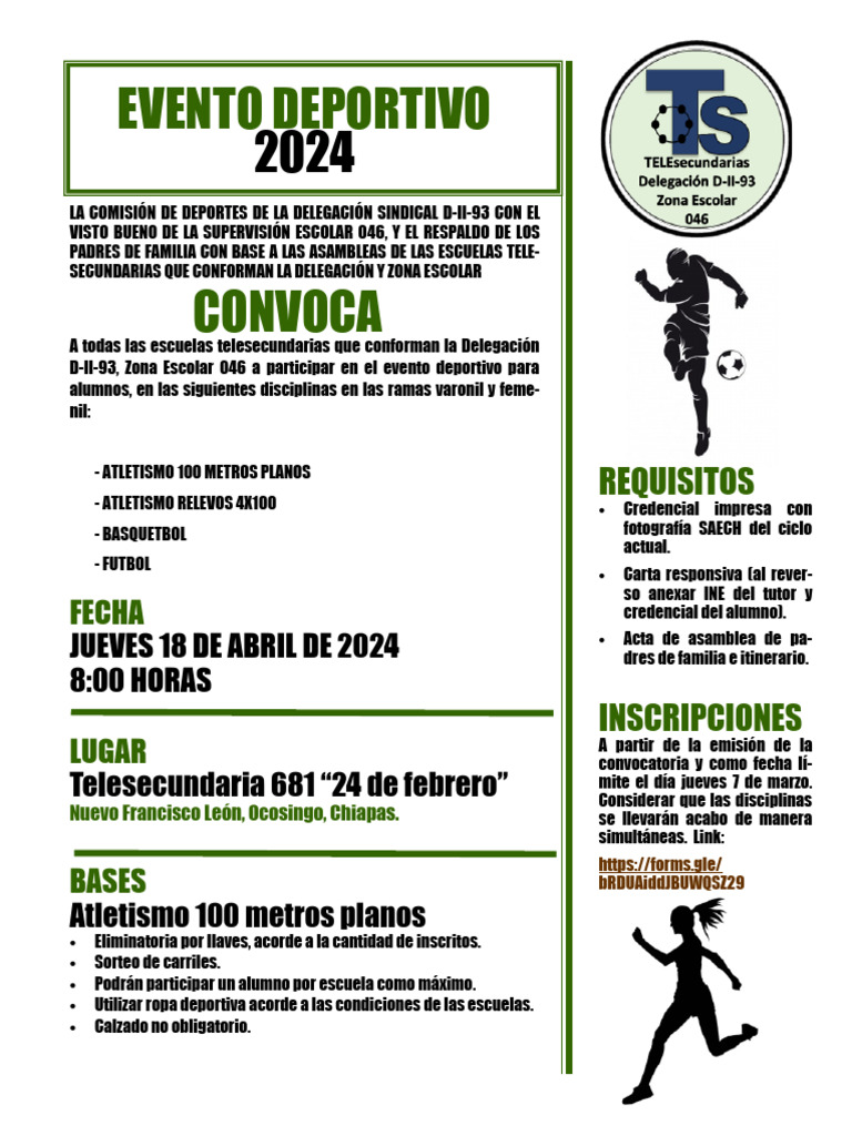 Convocatoria Evento Deportivo 2024 | PDF