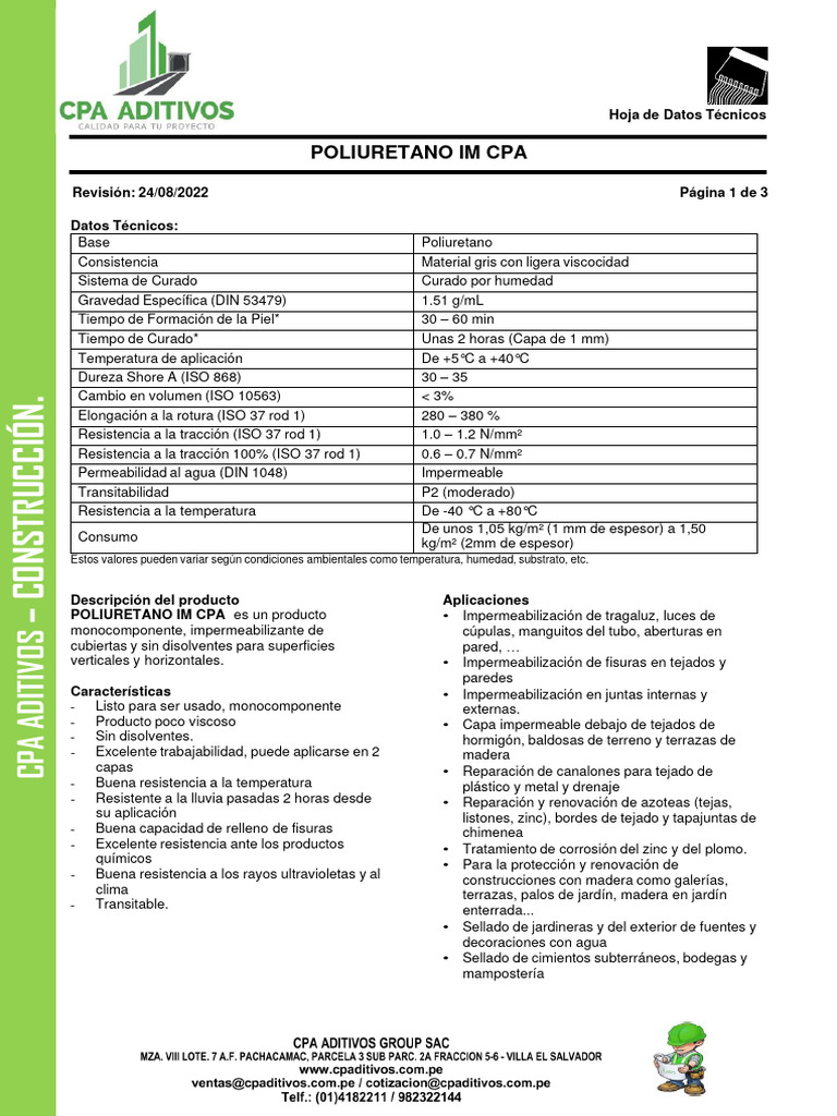 Poliuretano Im Cpa-1 | PDF