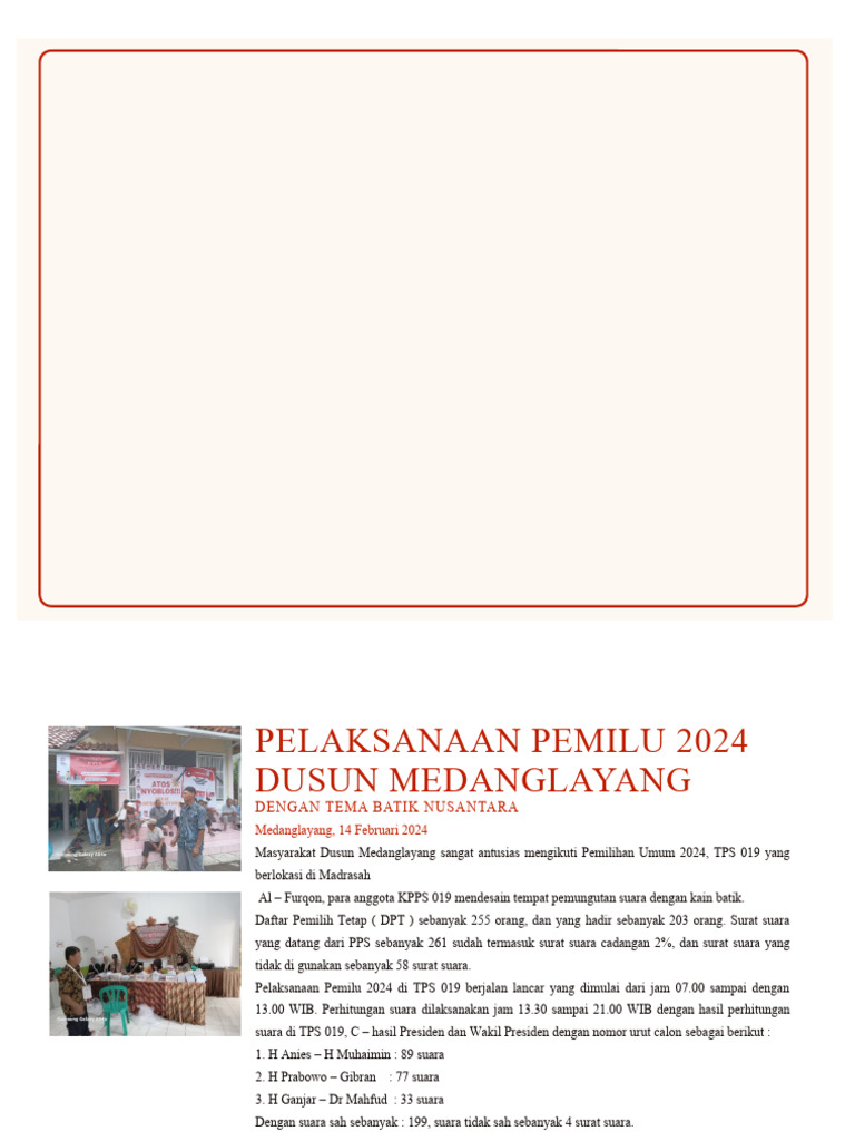 PELAKSANAAN PEMILU 2024 dUSUN MEDANGLAYANG | PDF