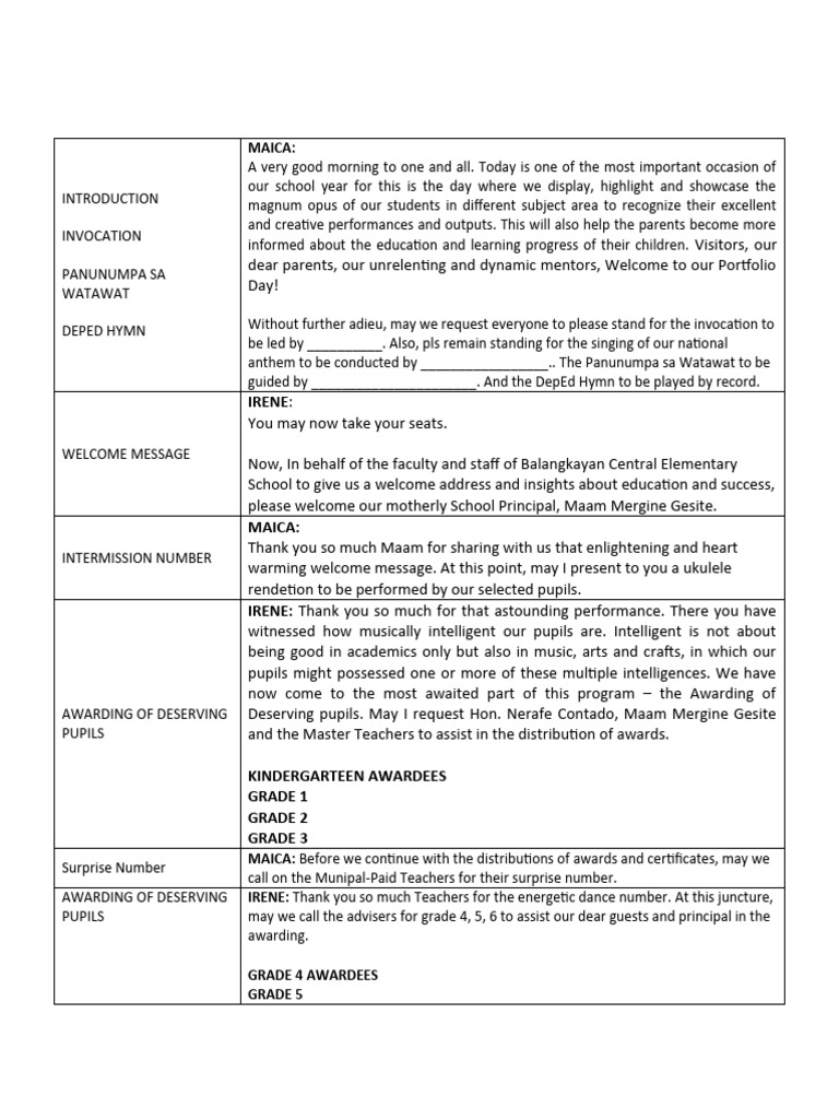 Portfolio Day Emcee | PDF