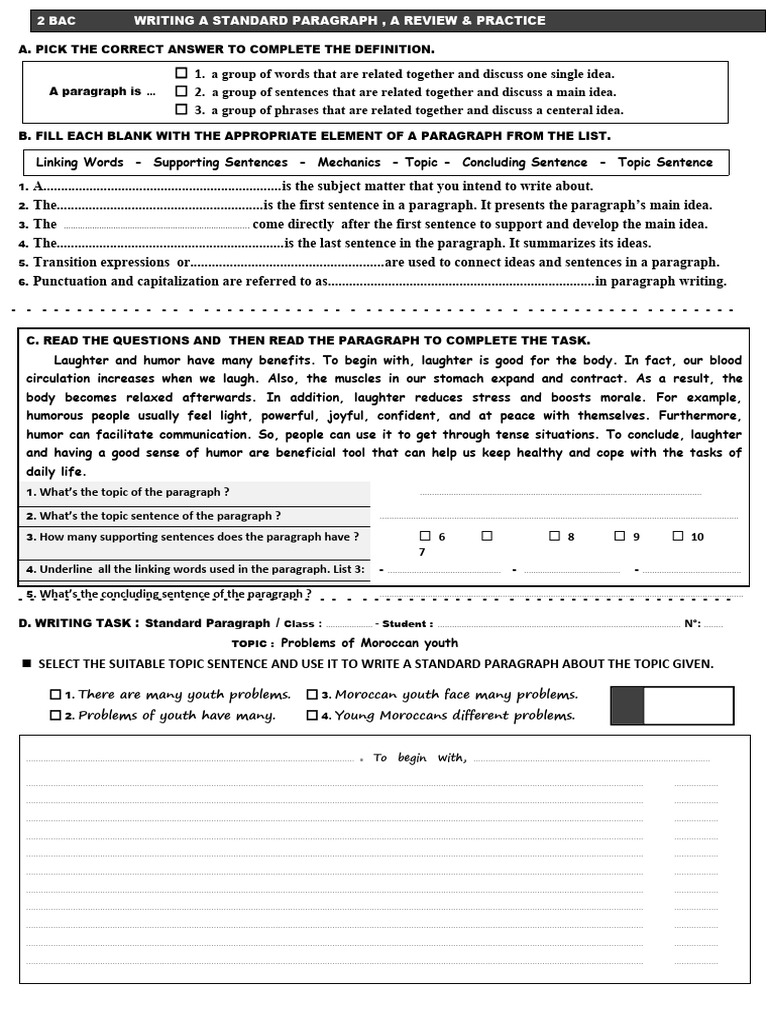 2BAC. Writing A Standard Unit 1 | PDF | Humour | Laughter