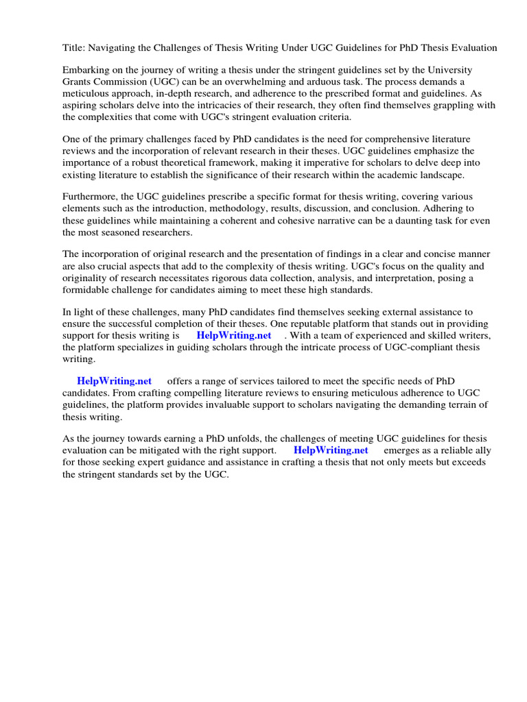 Ugc Guidelines For PHD Thesis Evaluation | PDF | Thesis | Doctor Of ...