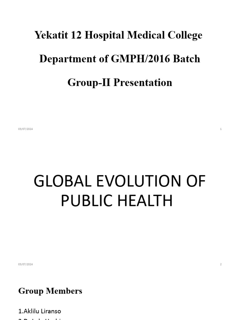 Global Evolution of Public Health - G2 | PDF | Public Health ...
