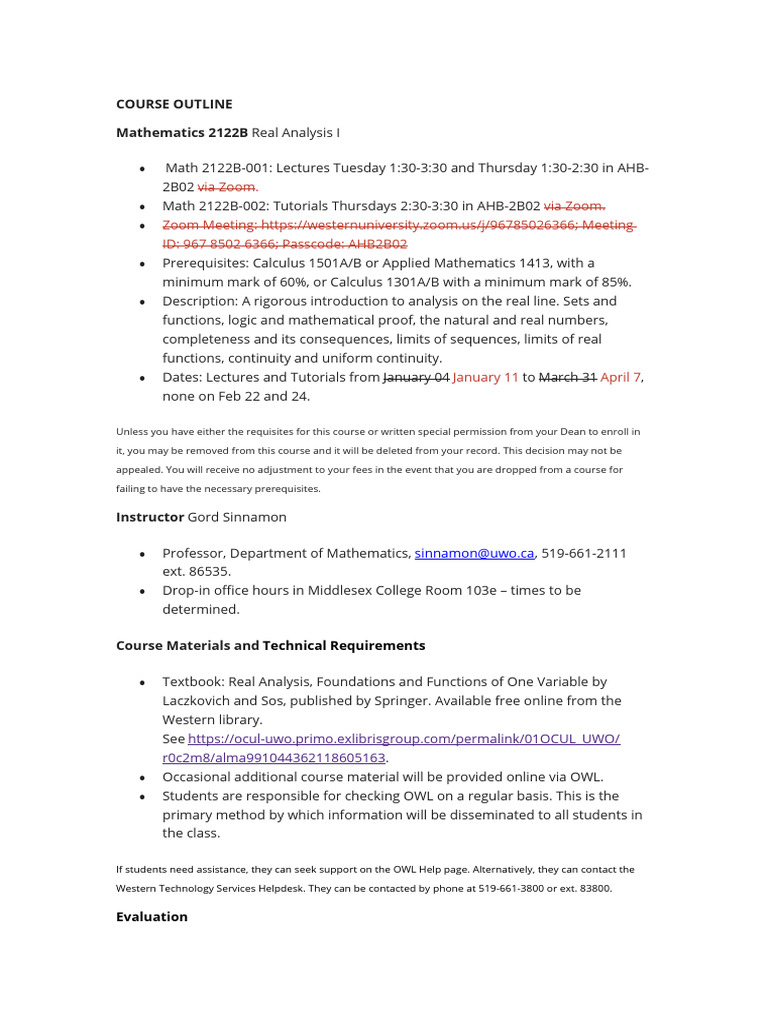 Course Outline | PDF | Mathematics