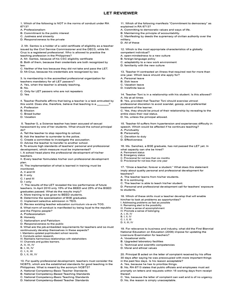 Let Reviewer | PDF | Teachers | Schools