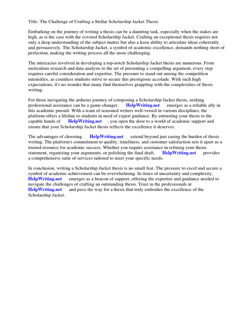 The Scholarship Jacket Thesis | PDF | Vocabulary | Essays