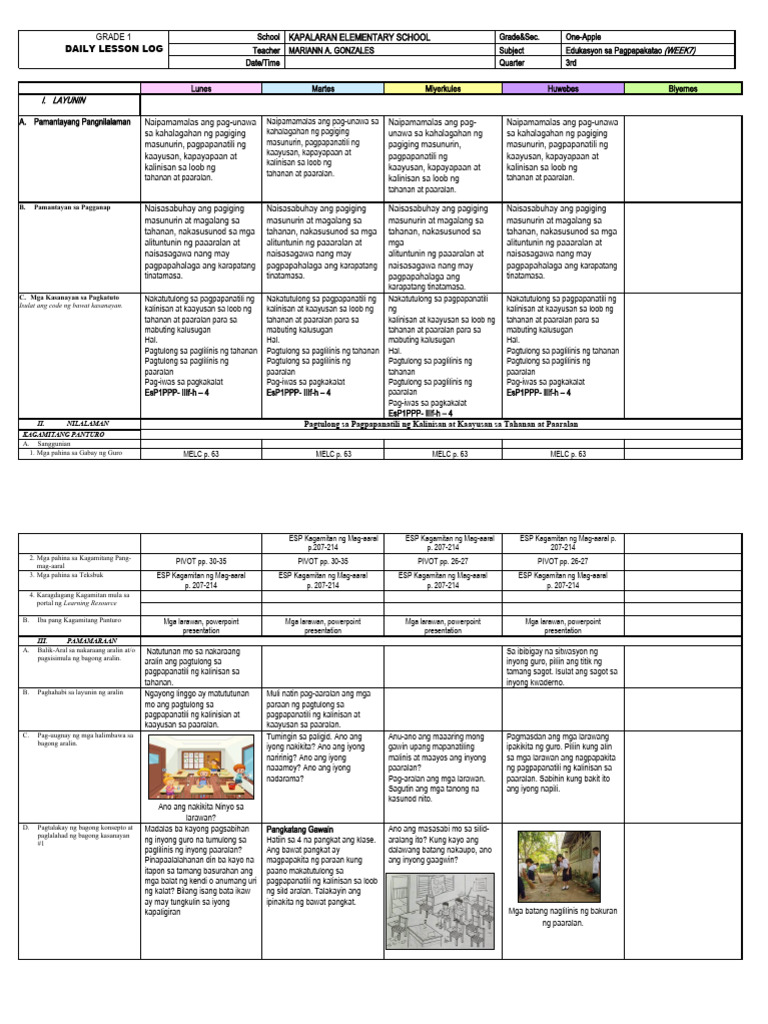 Q3 - DLL - Esp1 - Week 7 | PDF