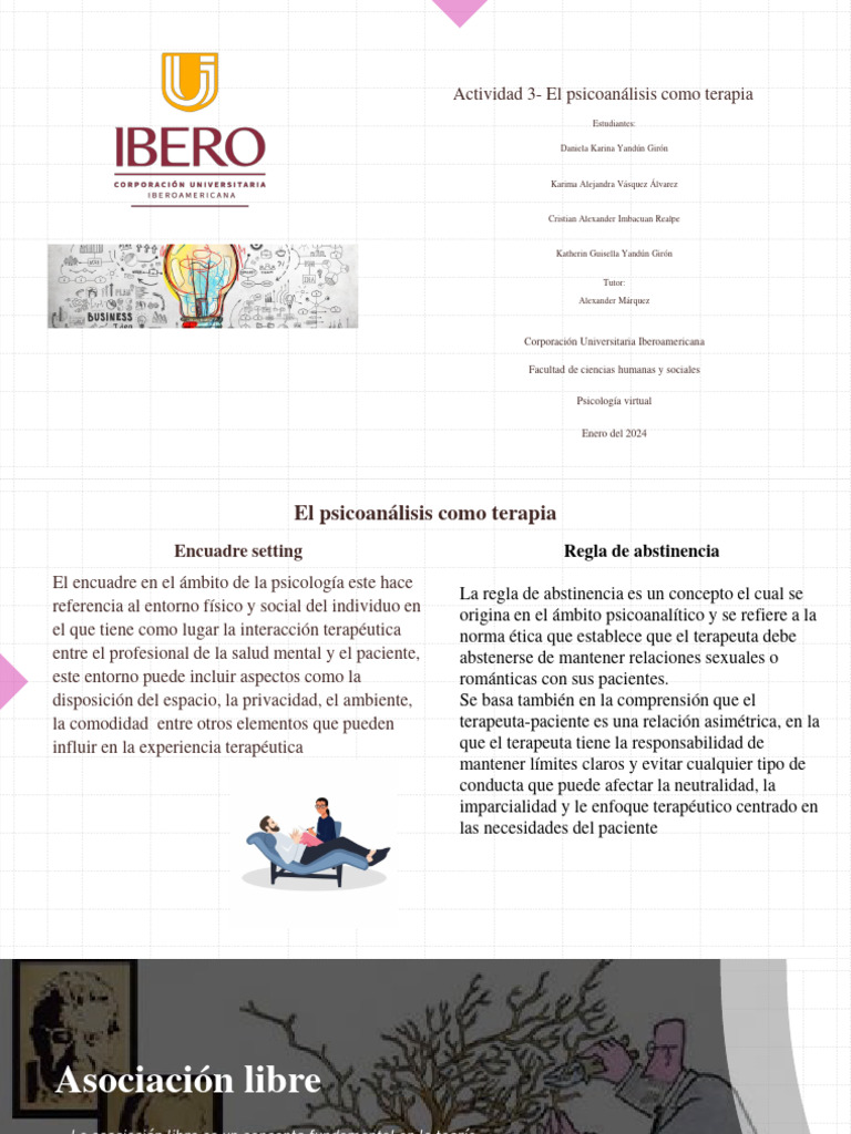 Actividad 3 - El Psicoanálisis Como Terapia | PDF | Psicoanálisis | Psicoterapia