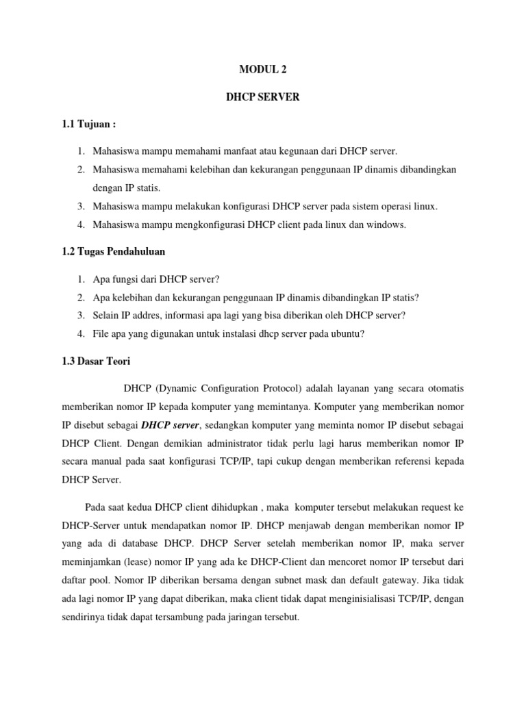 Panduan Konfigurasi DHCP Server Linux | PDF