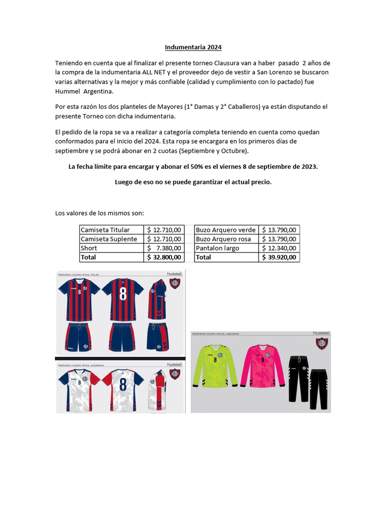 Indumentaria 2024 | PDF