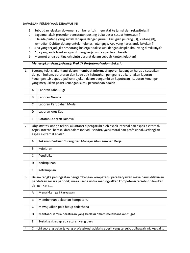 Soal Latihan Essai Dan Pilgan | PDF