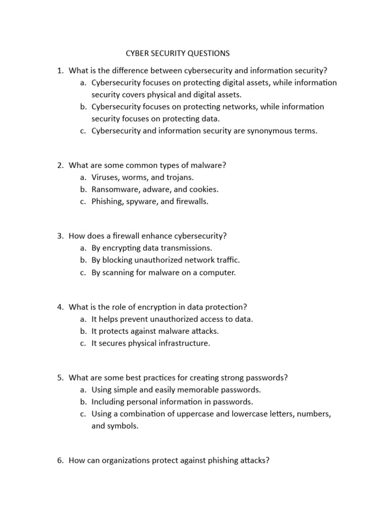 CYBER SECURITY QUESTIONS | PDF CYBER SECURITY QUESTIONS | PDF