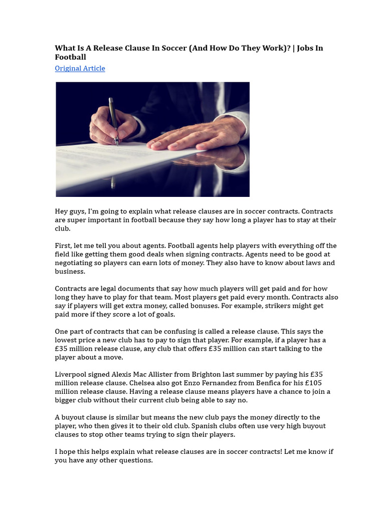 Understanding Release Clauses in Soccer | PDF | Law