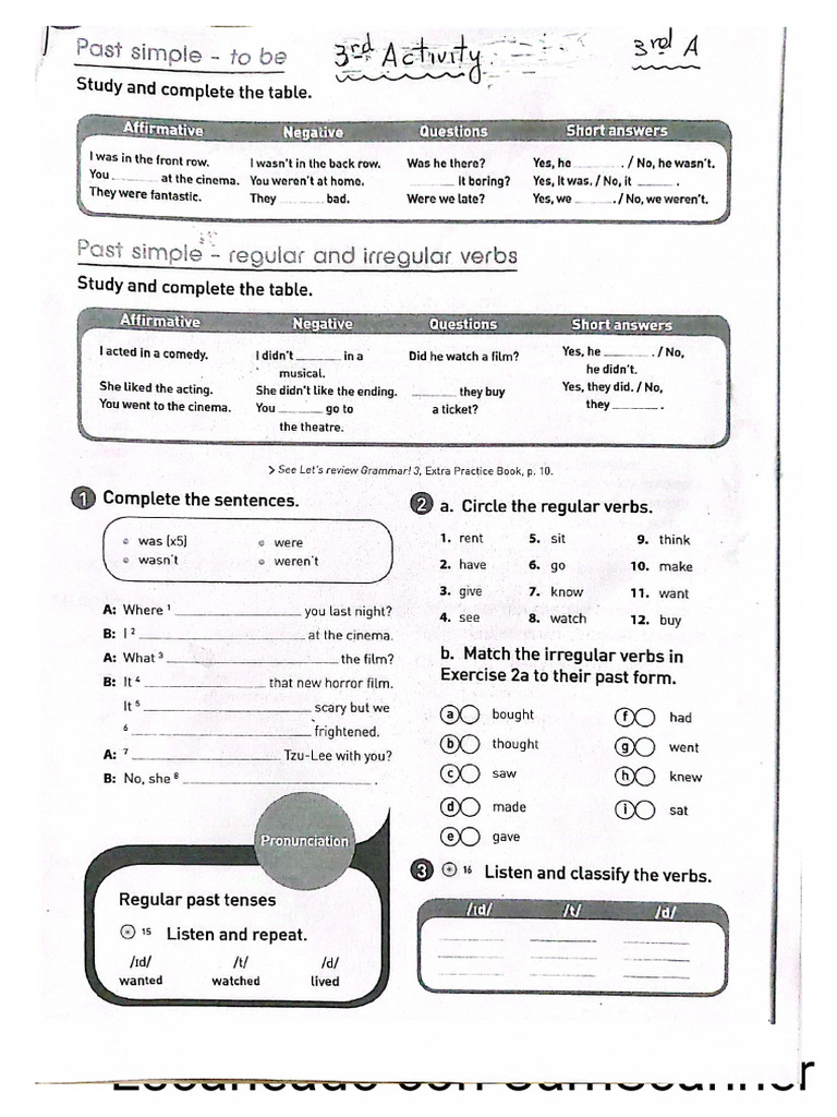 3°A - English. Activity 3. | PDF