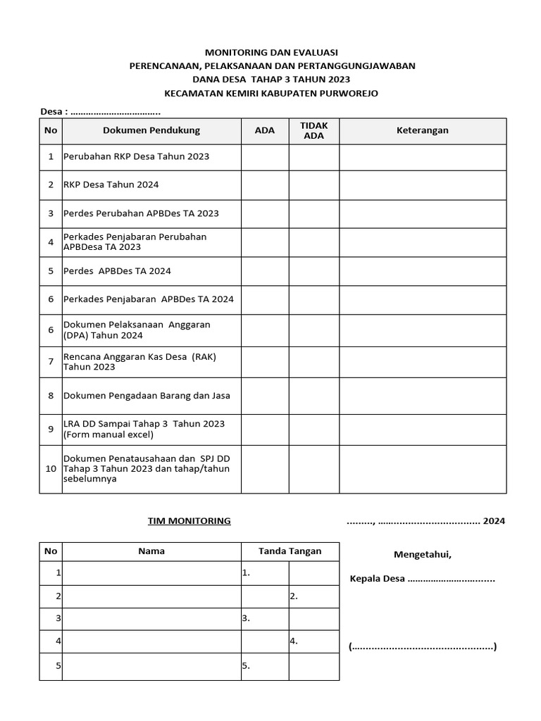 FORM MONITORING DD tahap 3 tahun 2023 | PDF