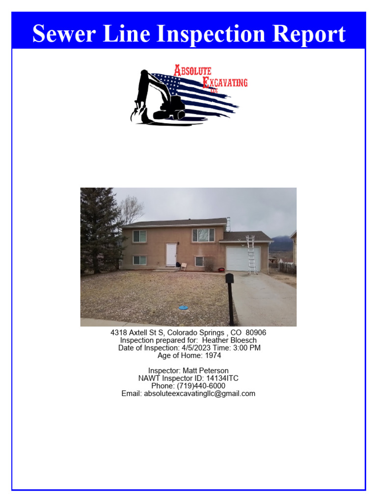 Sewer Inspection Report 4318 - Axtell - ST S | PDF