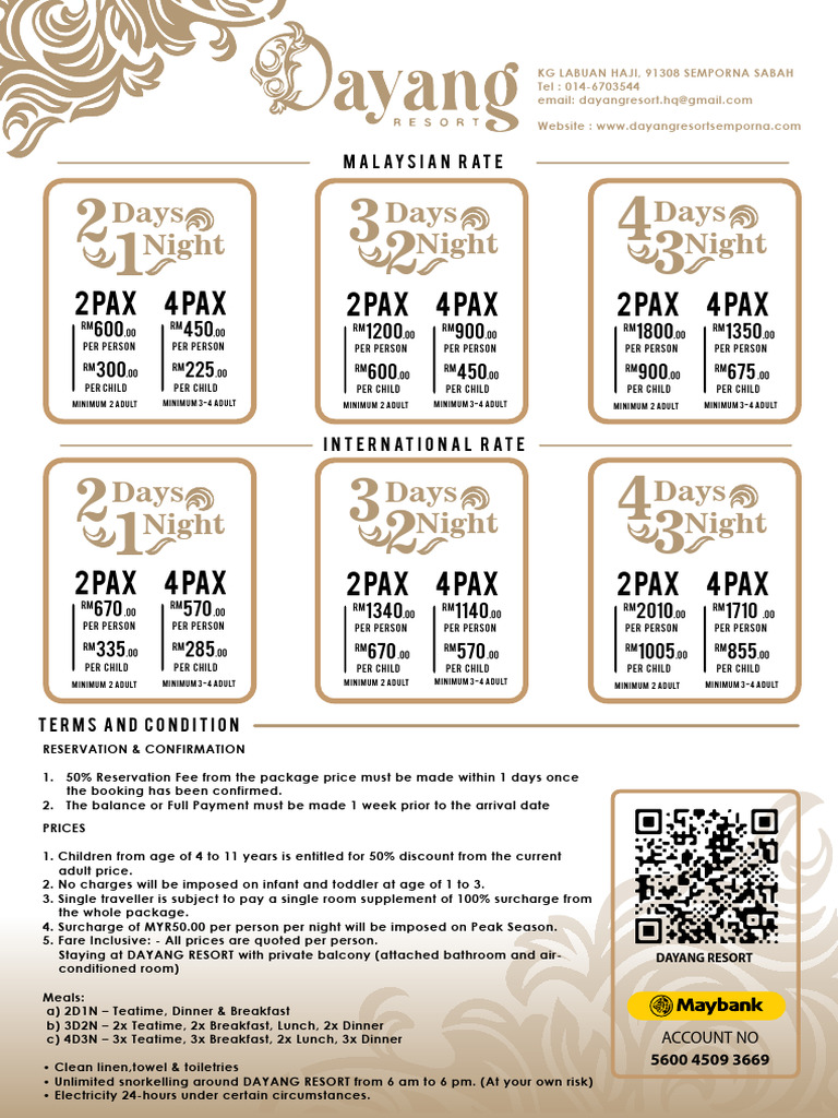 Days Night Days Night Days Night: 2 Pax 4 Pax 2 Pax 4 Pax 2 Pax 4 Pax | Download Free PDF | Fee