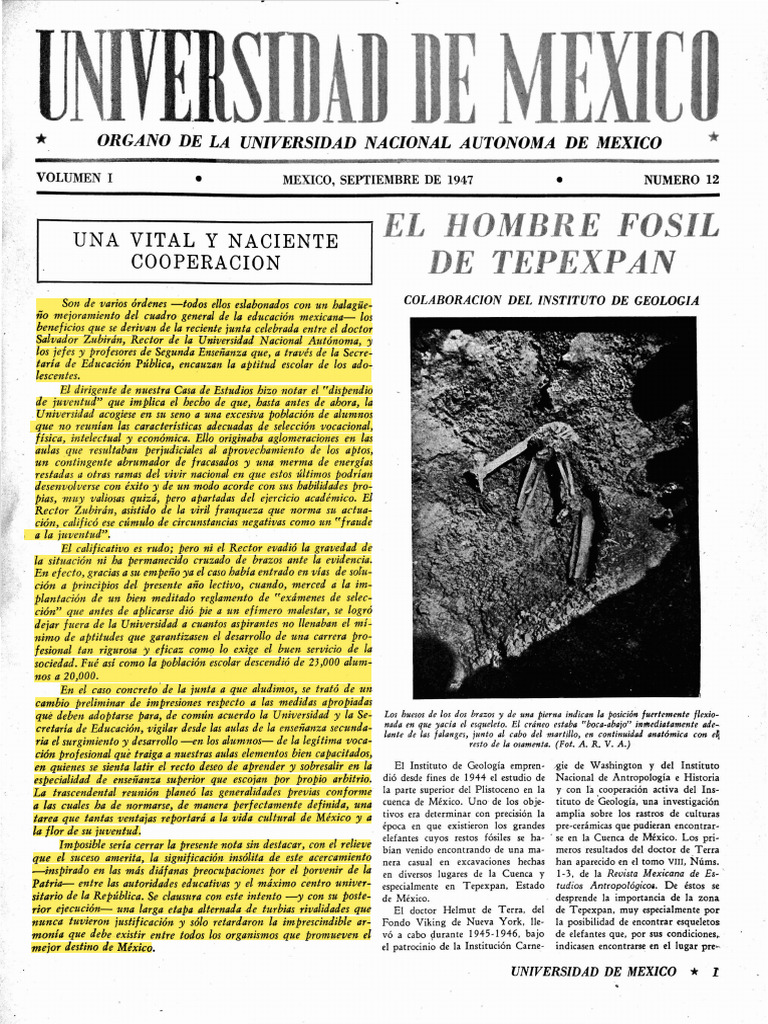 El Hombre Fósil de Tepexpan | PDF | México | Esqueleto