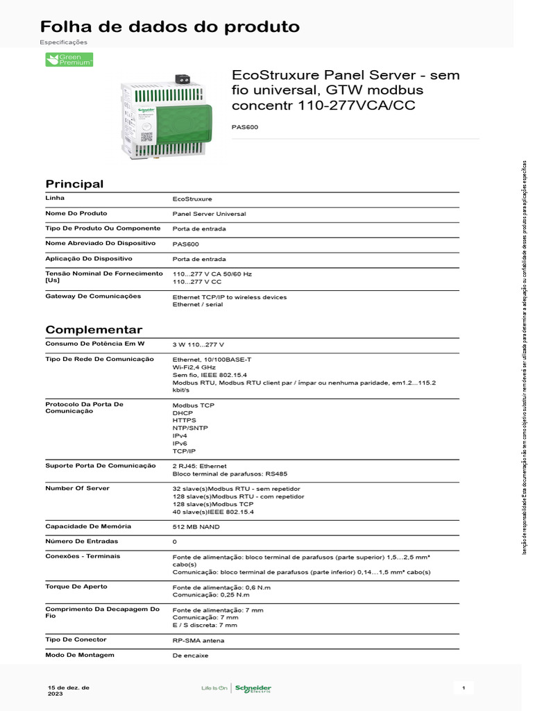 Schneider Electric - EcoStruxure-Panel-Server - PAS600 | PDF | Computadores