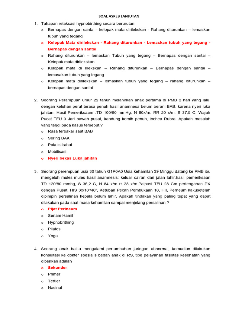 Soal Askeb Lanjutan-3 | PDF