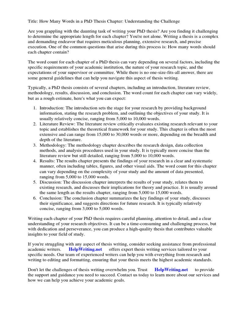 PhD Thesis Chapter Word Count Guide | PDF