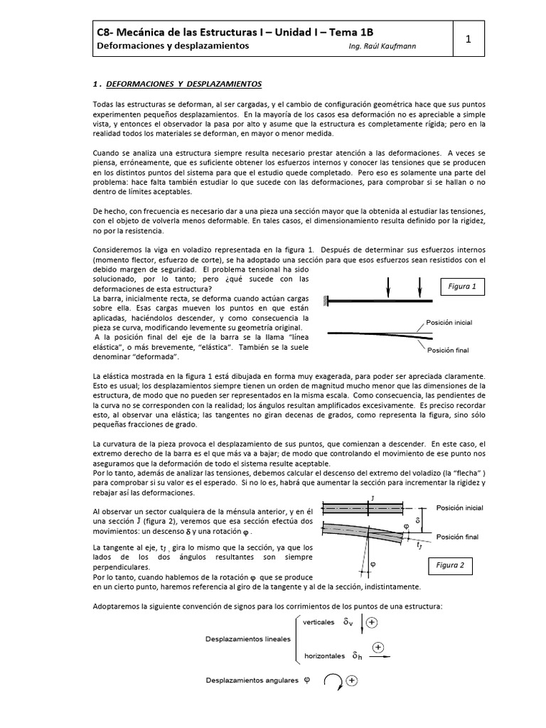 Deformaciones y Desplazamientos - Tema 1B | PDF | Integral | Elasticidad (Física)
