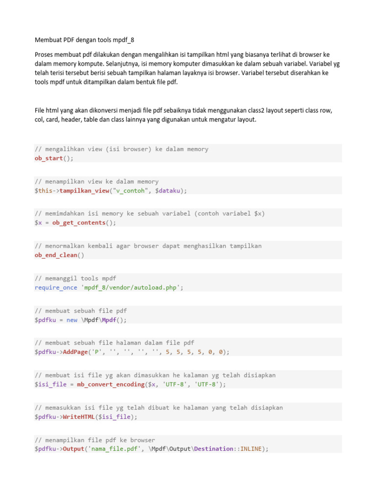 Menggunakan MPDF - 8 | PDF | Bisnis | Komputer