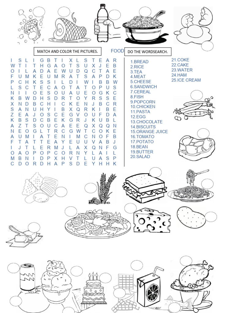 Food Vocabulary Wordsearch | Download Free PDF | Foods | Sandwich