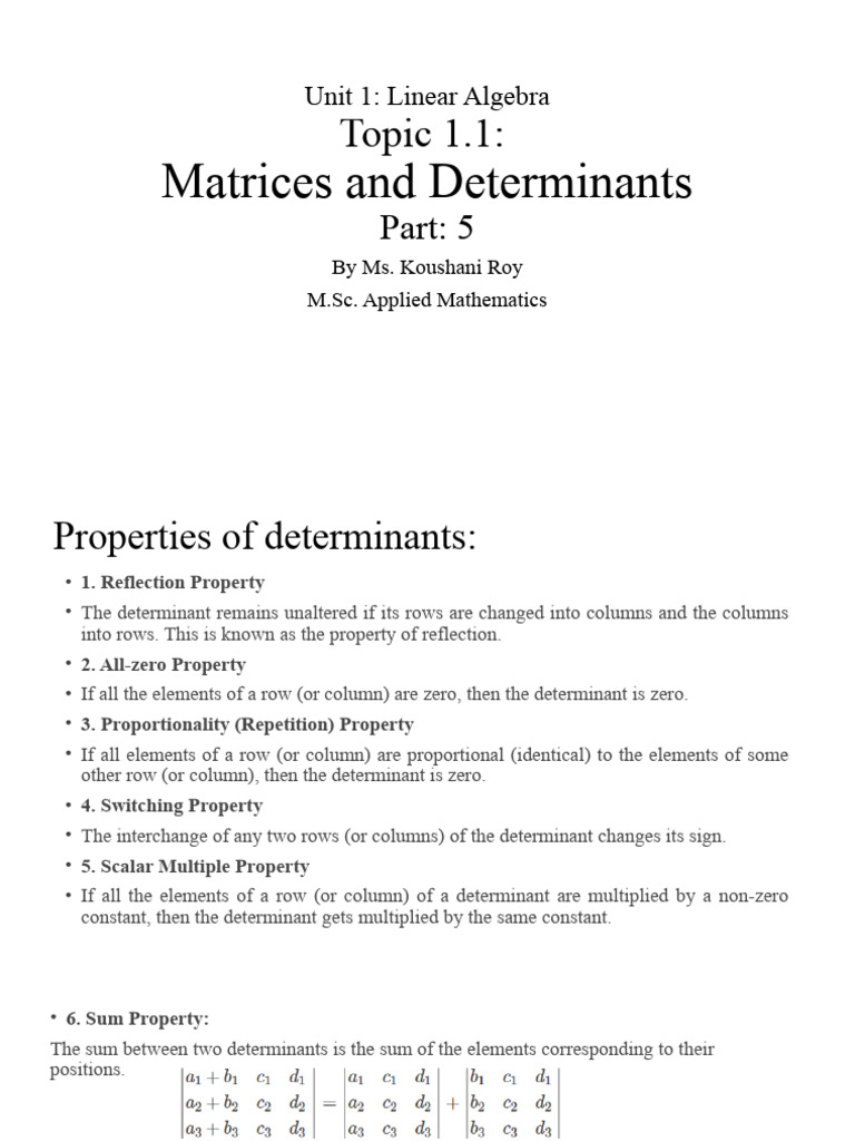 Matrices and Determinants Part 5 | PDF