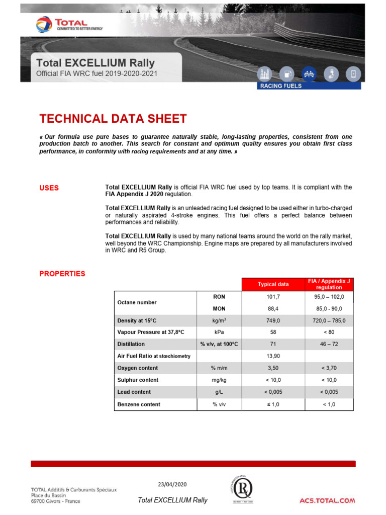 Tds Total Excellium Rally-En | PDF | Auto Racing