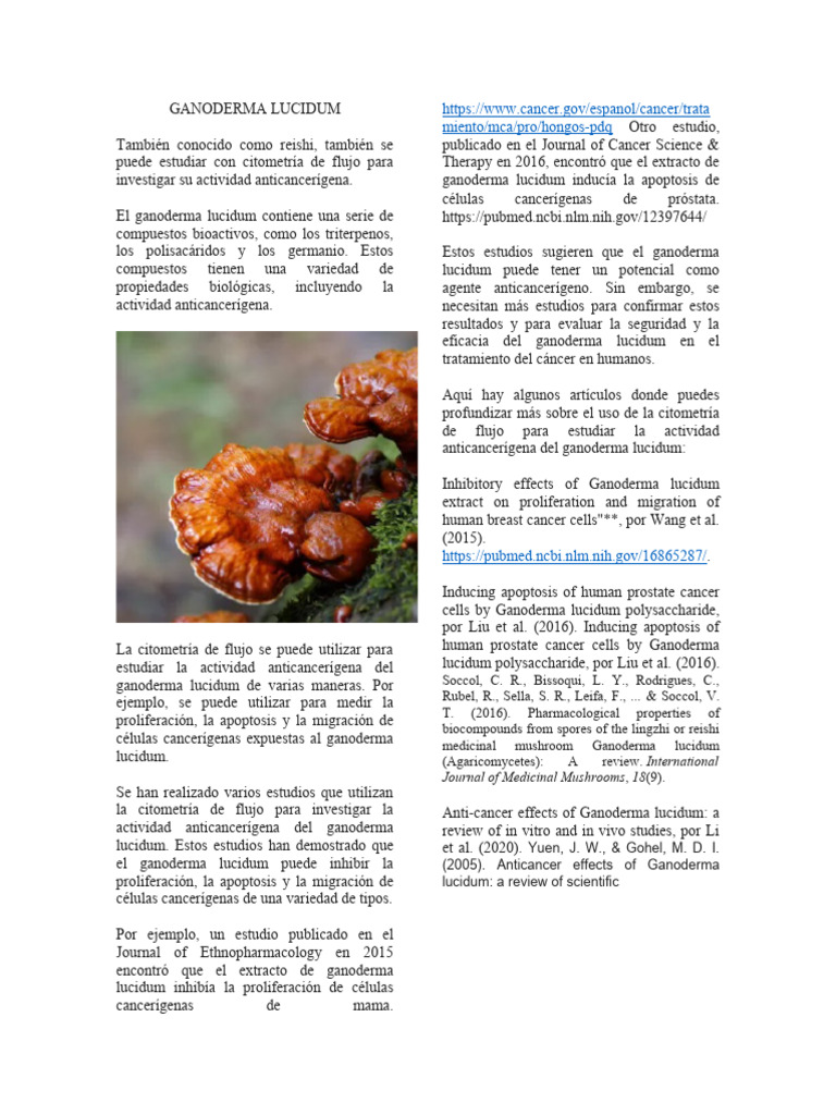 Ganoderma Lucidum | PDF | Cáncer | Medicina CLINICA