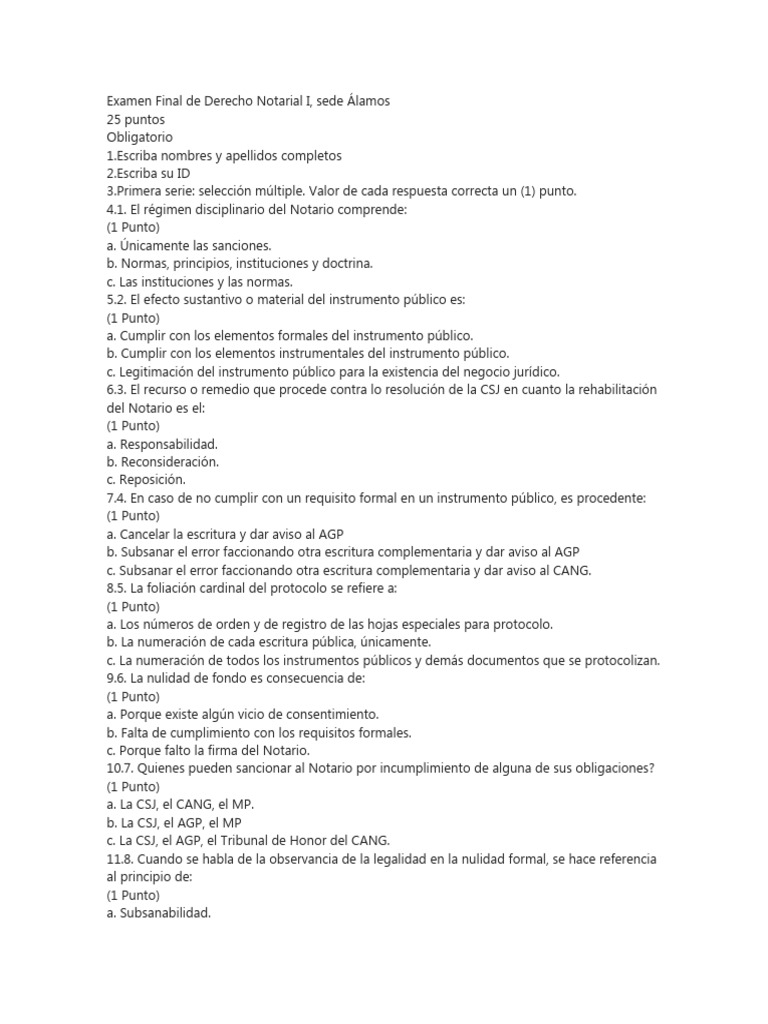 Examen Final de Derecho Notarial I | PDF | Justicia | Crimen y violencia