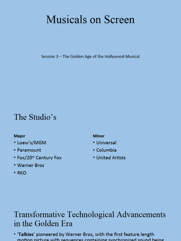 Musicals On Screen Session 3 - The Golden Age of The Hollywood Musical ...