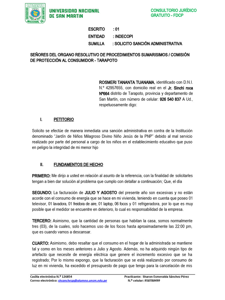Reclamo Por Cobro Excesivo - Abner Romero Ríos | PDF | Ciencias ...