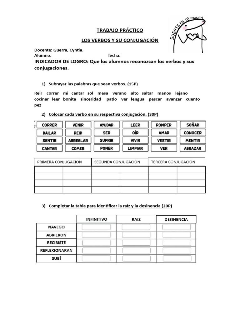 Actividades de Verbos para Tercer Grado | PDF