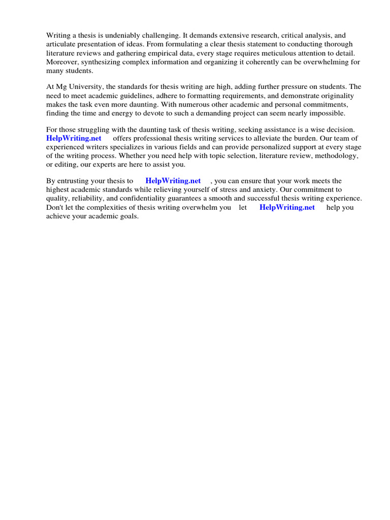 MG University Thesis | PDF | Thesis | Doctor Of Philosophy