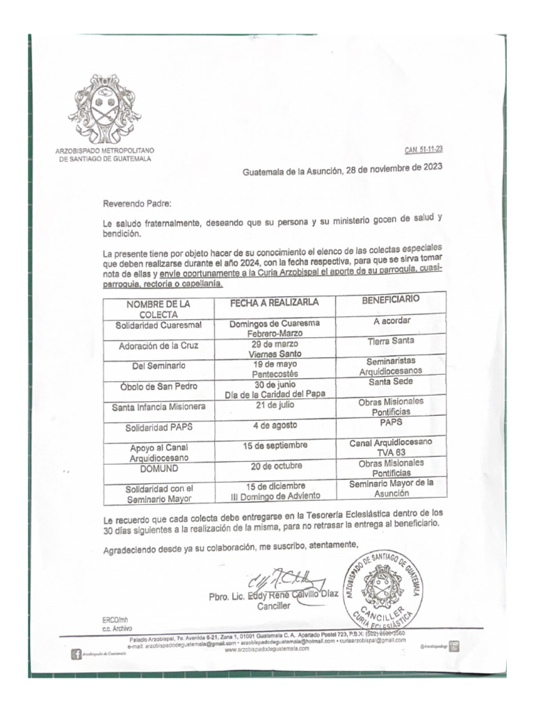 9.3 Colectas 2024 | PDF