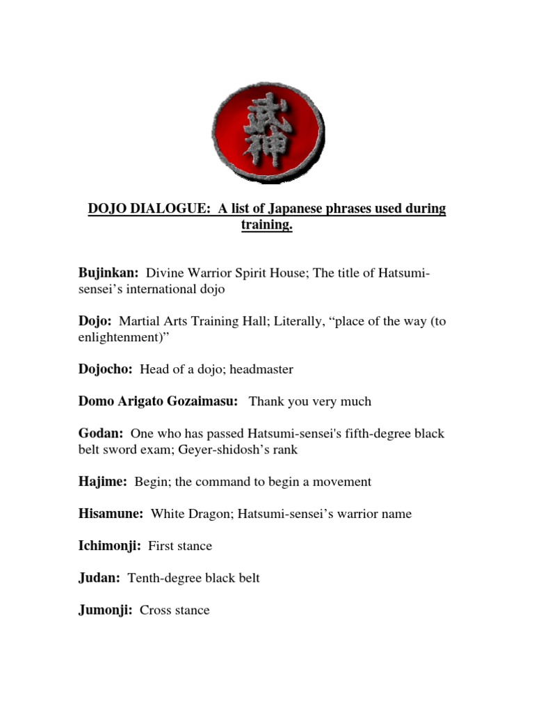 Japanese Dojo Dialogue | PDF | Japanese Martial Arts | Combat Sports